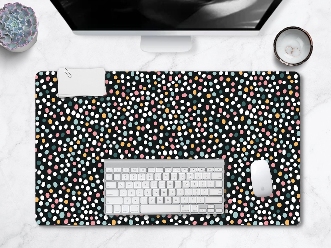 Boho Dots Desk Mat, Abstract Dots Desk Pad, Multi Color Dotted Desk ...