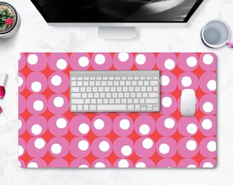 Grey Abstract Dots Desk Mat, Aesthetic Desk Accessory, Cute Workspace ...