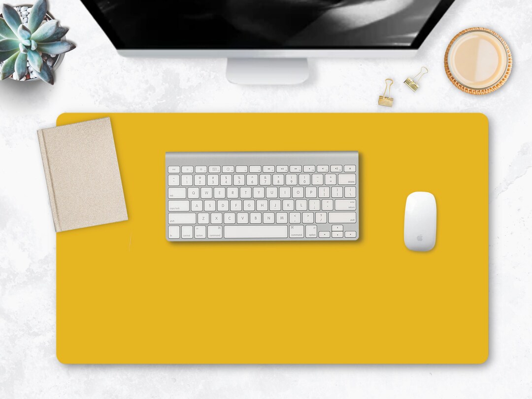 Mustard Yellow Desk Mat, Yellow Desk Pad, Aesthetic Workspace, Mid ...