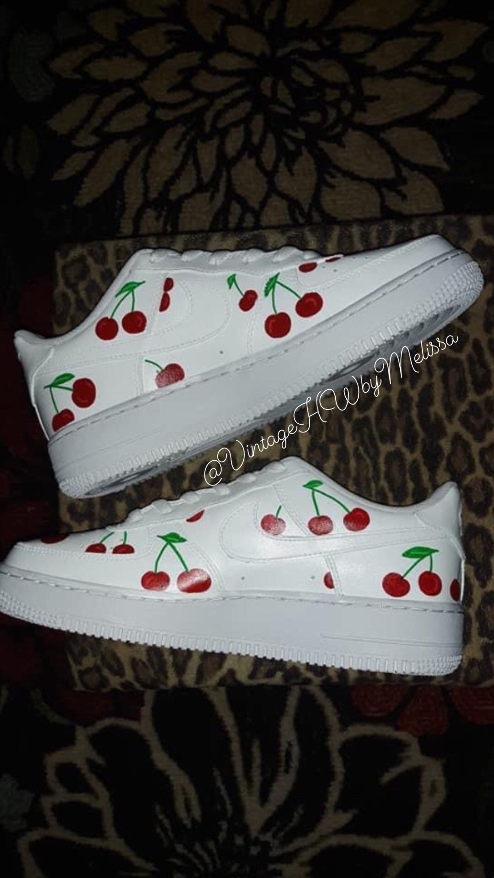 Custom Hand Painted Cherries Air Force 1s Cherry Red - Etsy