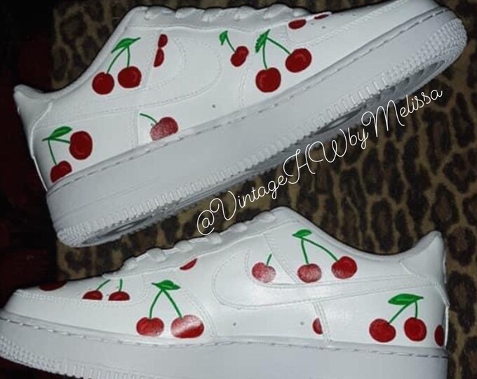 Custom, Hand Painted, Cherries, Air Force 1s, Cherry, Red, Forces, Gift ...