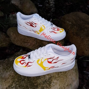 Custom, Hand Painted, Eternal Flame, Air Force 1s, Flames, Fire, Forces ...