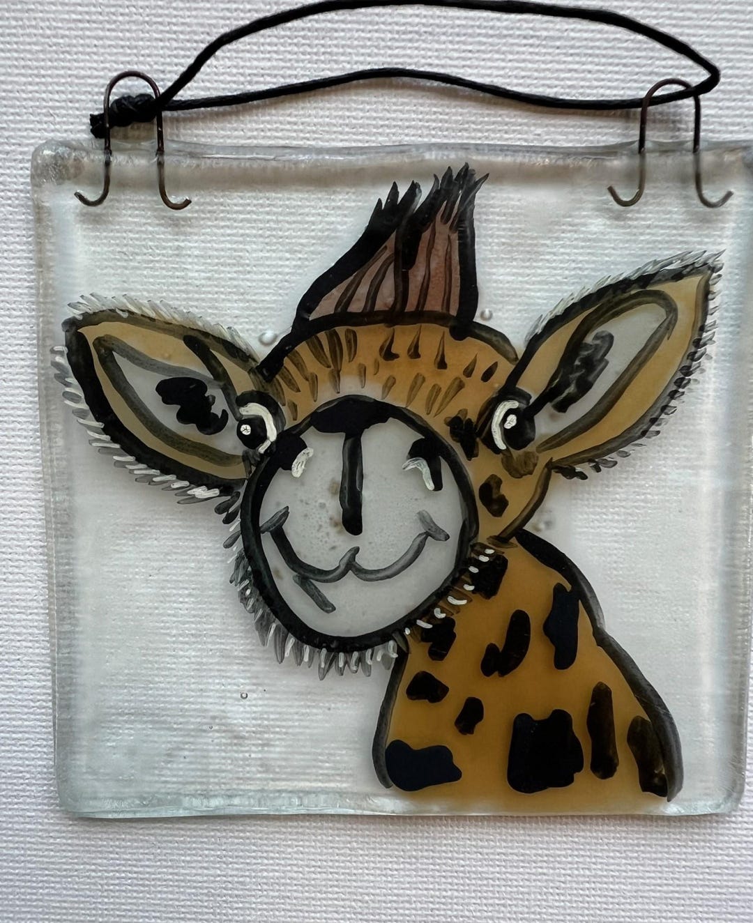 Goofy Giraffe Suncatcher, Window Decoration, Hand Painted, Fused Glass ...