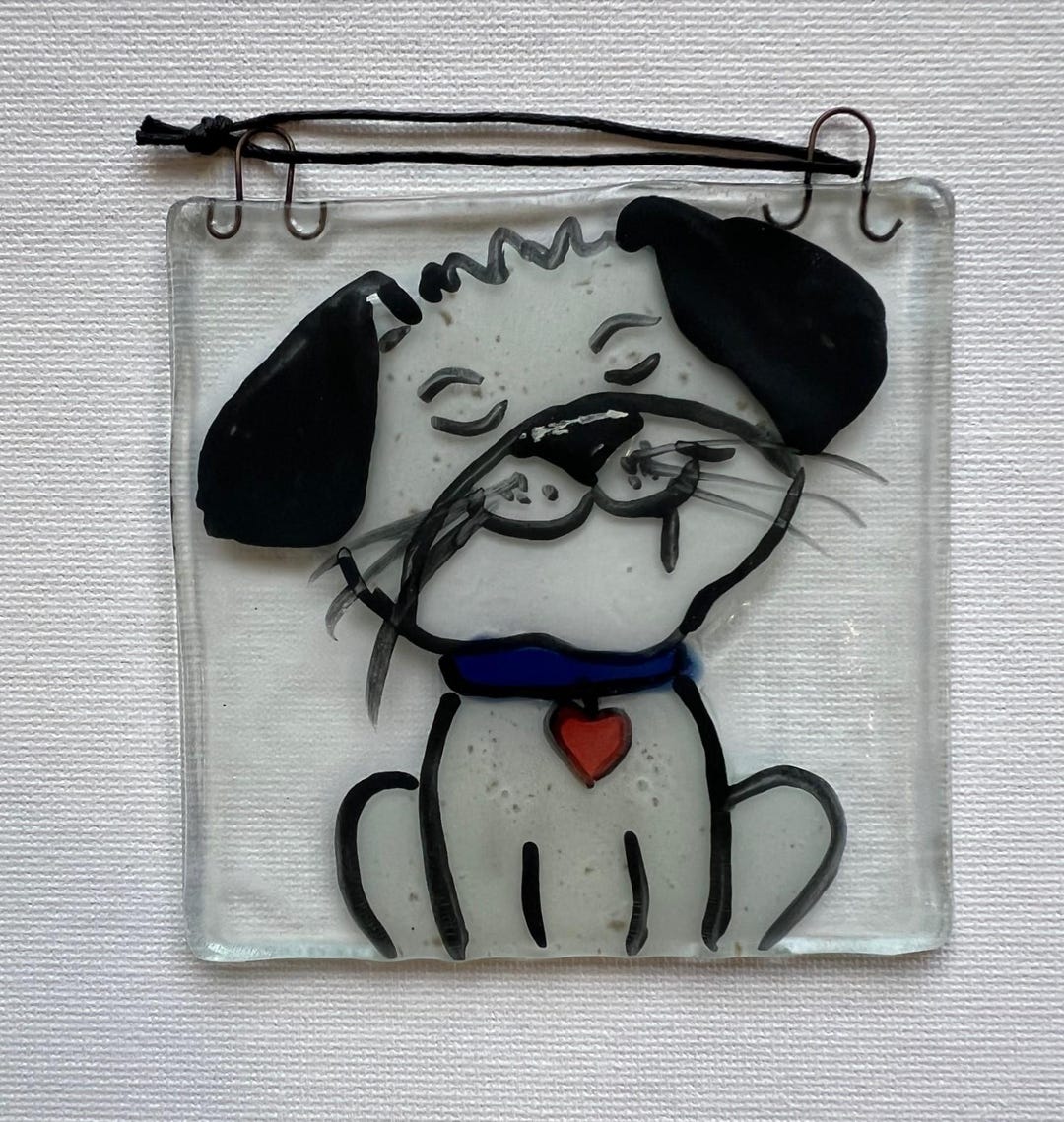 Smug Puppy Suncatcher, Fused Glass, Window Decoration - Etsy