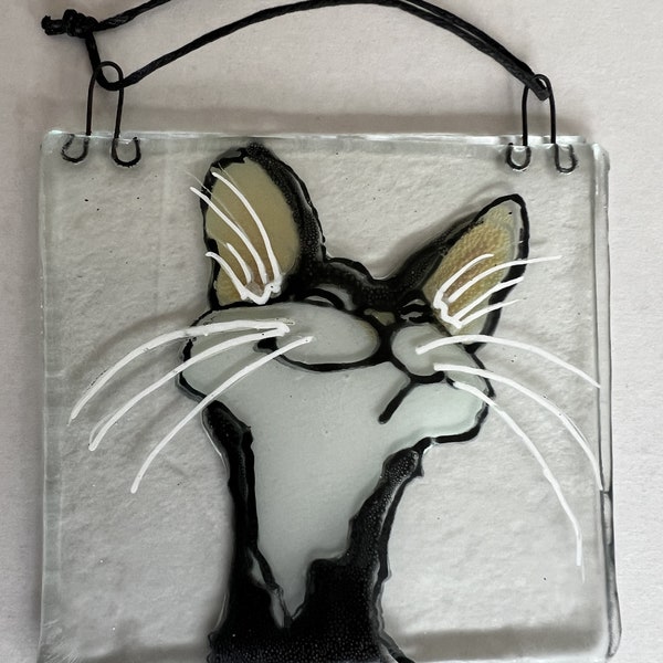 Fused Glass Cat Decorations - Etsy