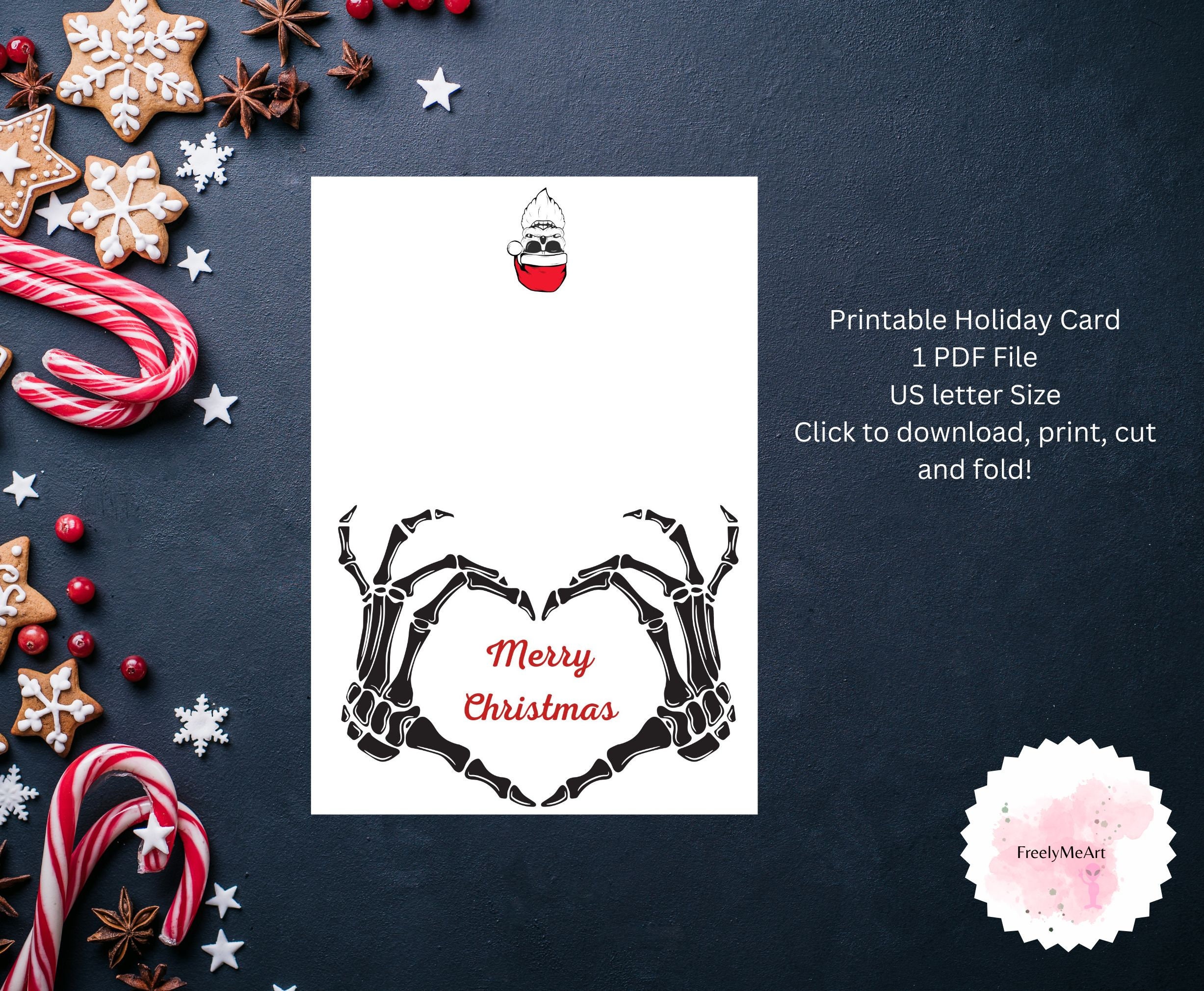 Horror Christmas Card Skeleton Card Digital Download - Etsy