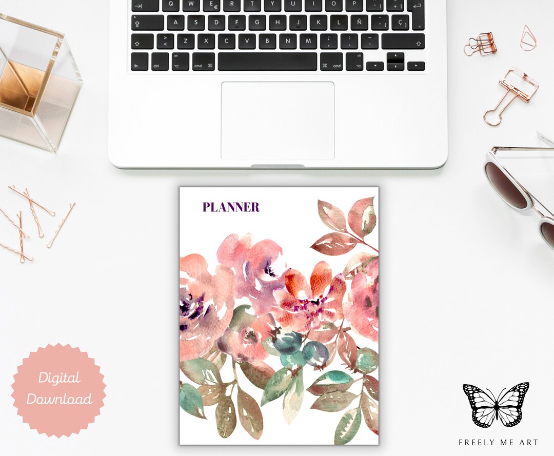 Teacher Planner, Digital Download, Floral Watercolor, Positivity Quotes ...