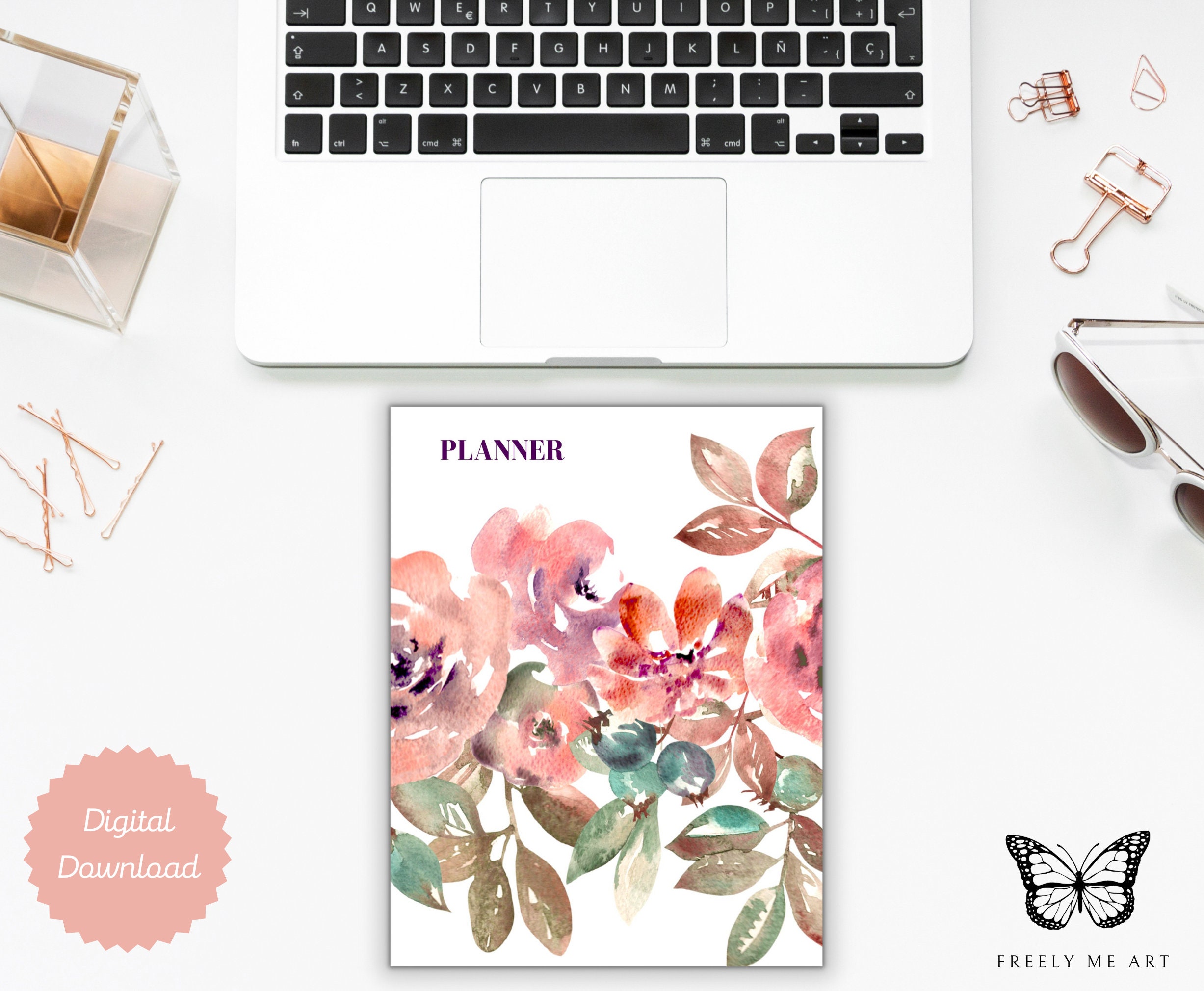 Teacher Planner, Digital Download, Floral Watercolor, Positivity Quotes ...