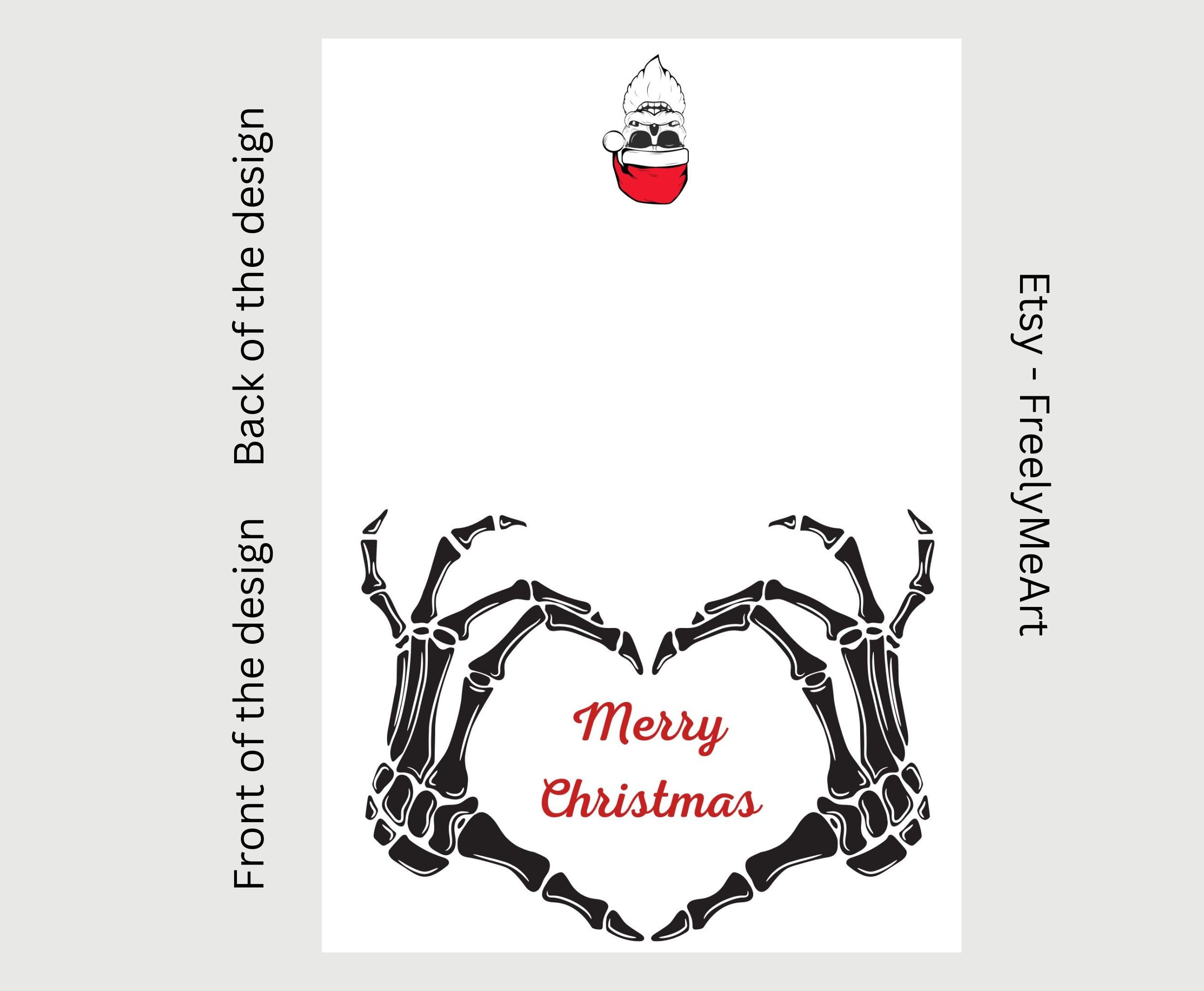 Horror Christmas Card, Skeleton Card, Digital Download, Printable Card ...