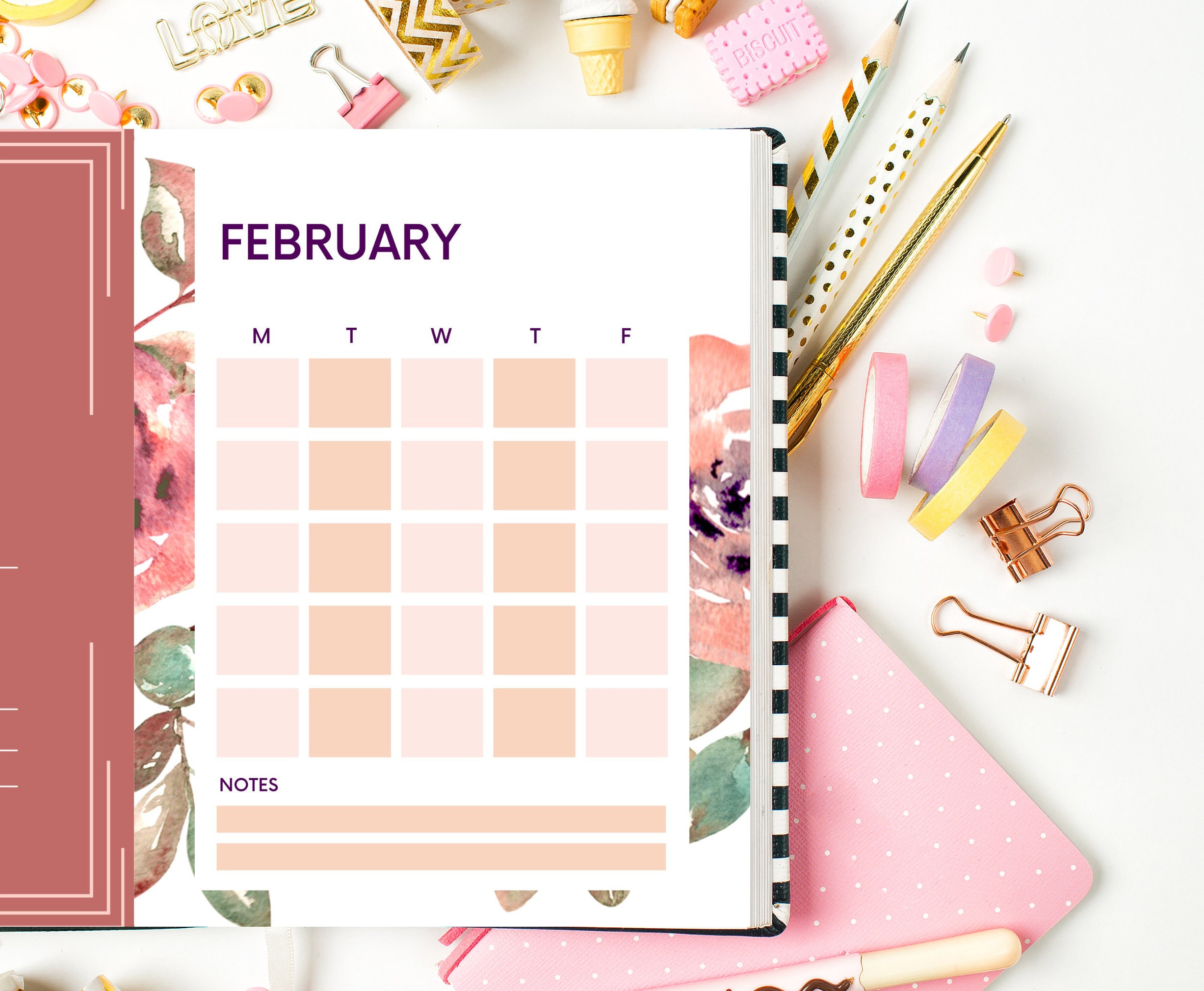 Teacher Planner, Digital Download, Floral Watercolor, Positivity Quotes ...