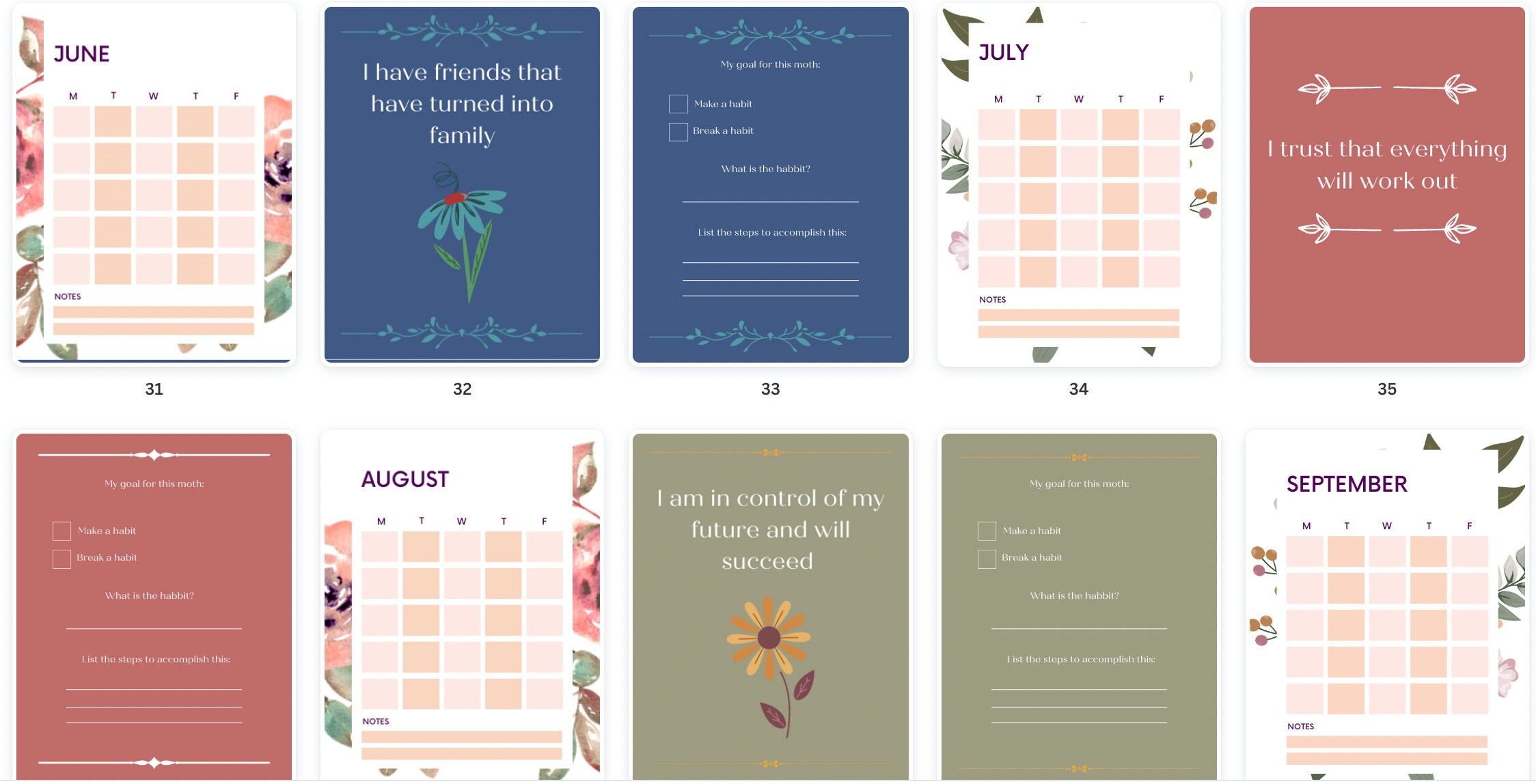Teacher Planner, Digital Download, Floral Watercolor, Positivity Quotes ...