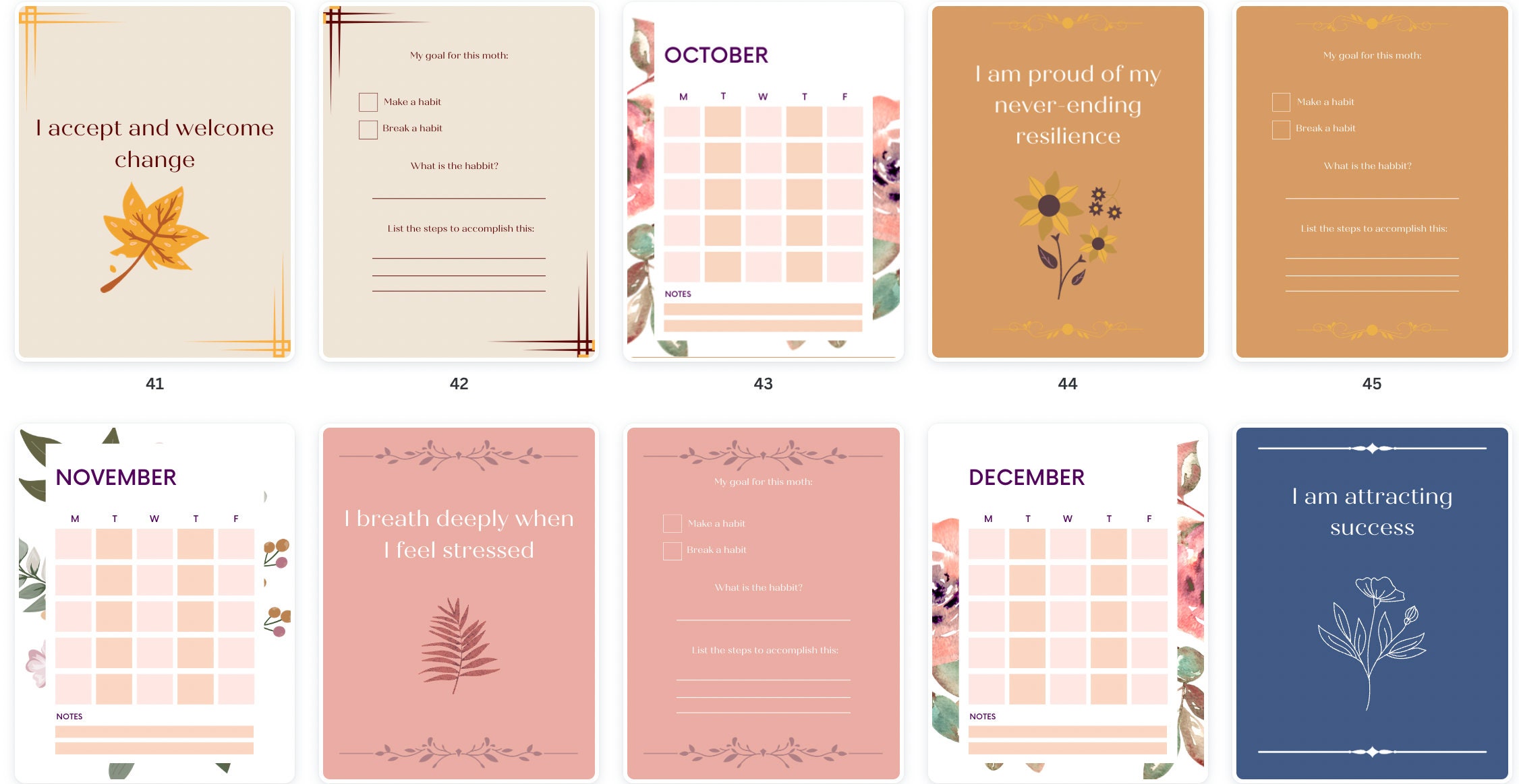 Teacher Planner, Digital Download, Floral Watercolor, Positivity Quotes ...