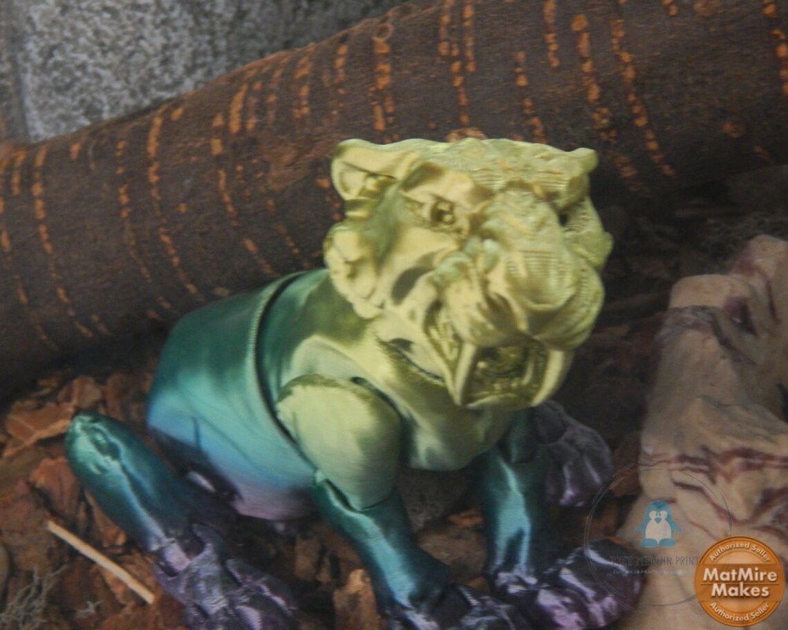 Sabertooth Tiger Fidget Pet - Articulated, 3D Printed, Toy, Gift ...