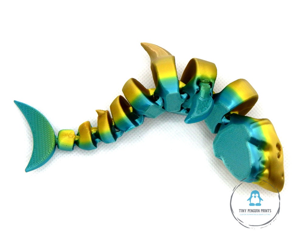 Flexi Shark Fidget - Articulated, 3D Printed, Toy, Gift, Fidget Stim ...
