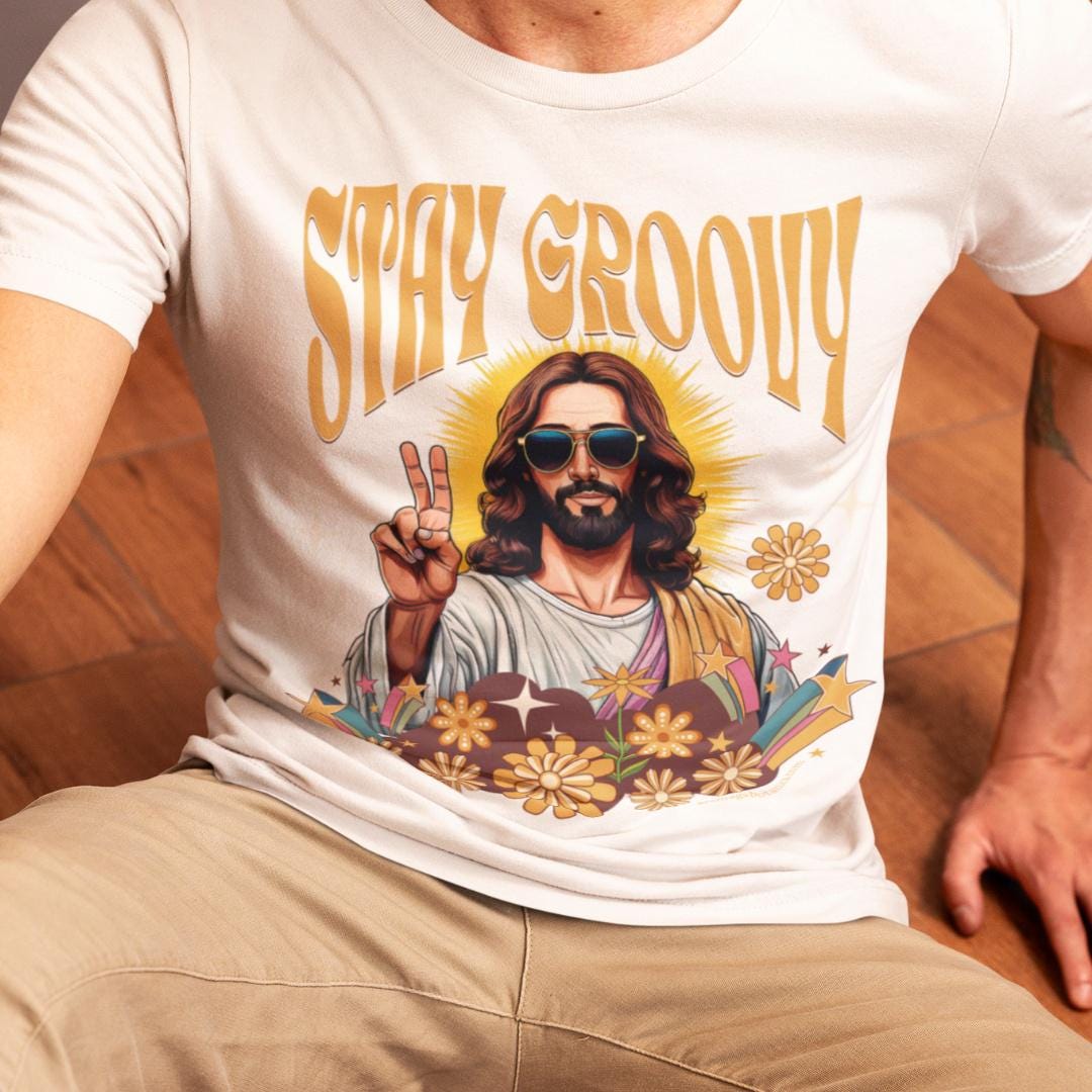 Groovy Jesus Softstyle T-shirt - Vintage Retro Tee, Religious Graphic ...