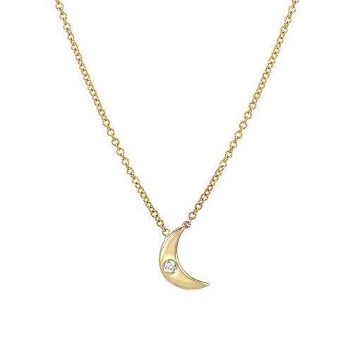Pave Diamond Moon Pendant Necklace - Etsy