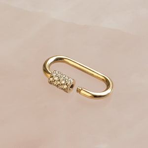 14k Gold Diamond Carabiner Lock Charm - Etsy
