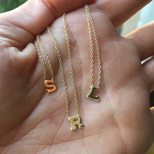 14k Gold Letter Necklace - Etsy