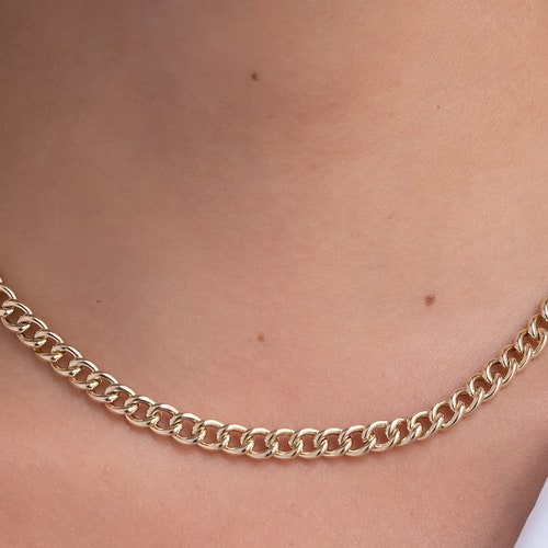 14k Gold Open Link Chain Necklace - Etsy