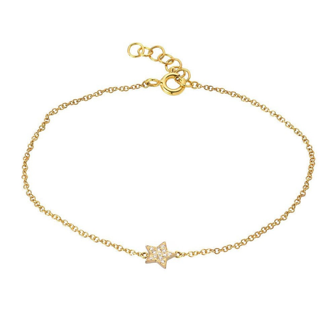 Diamond Star Bracelet, 14k Solid Gold - Etsy