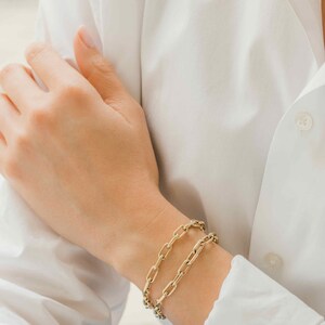 14k Gold Large Open Link Chain Bracelet - Etsy