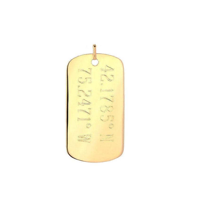 14k Gold Engraved Dog Tag Pendant - Etsy