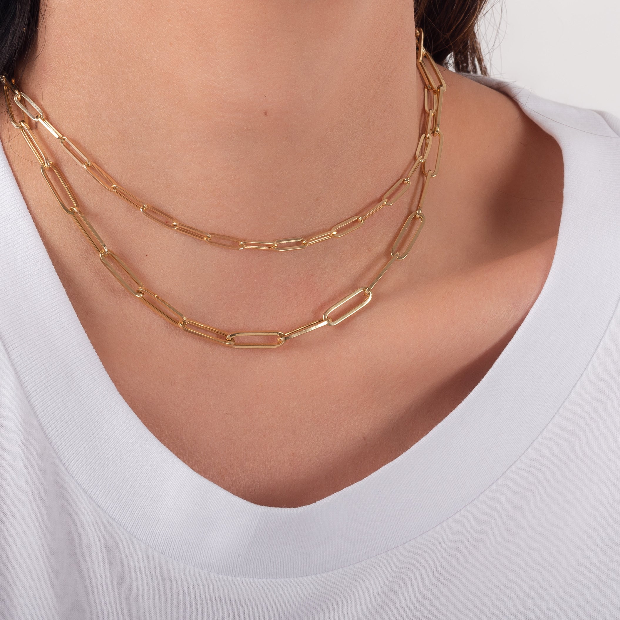 14k Gold Large Paper Clip Necklace | Etsy