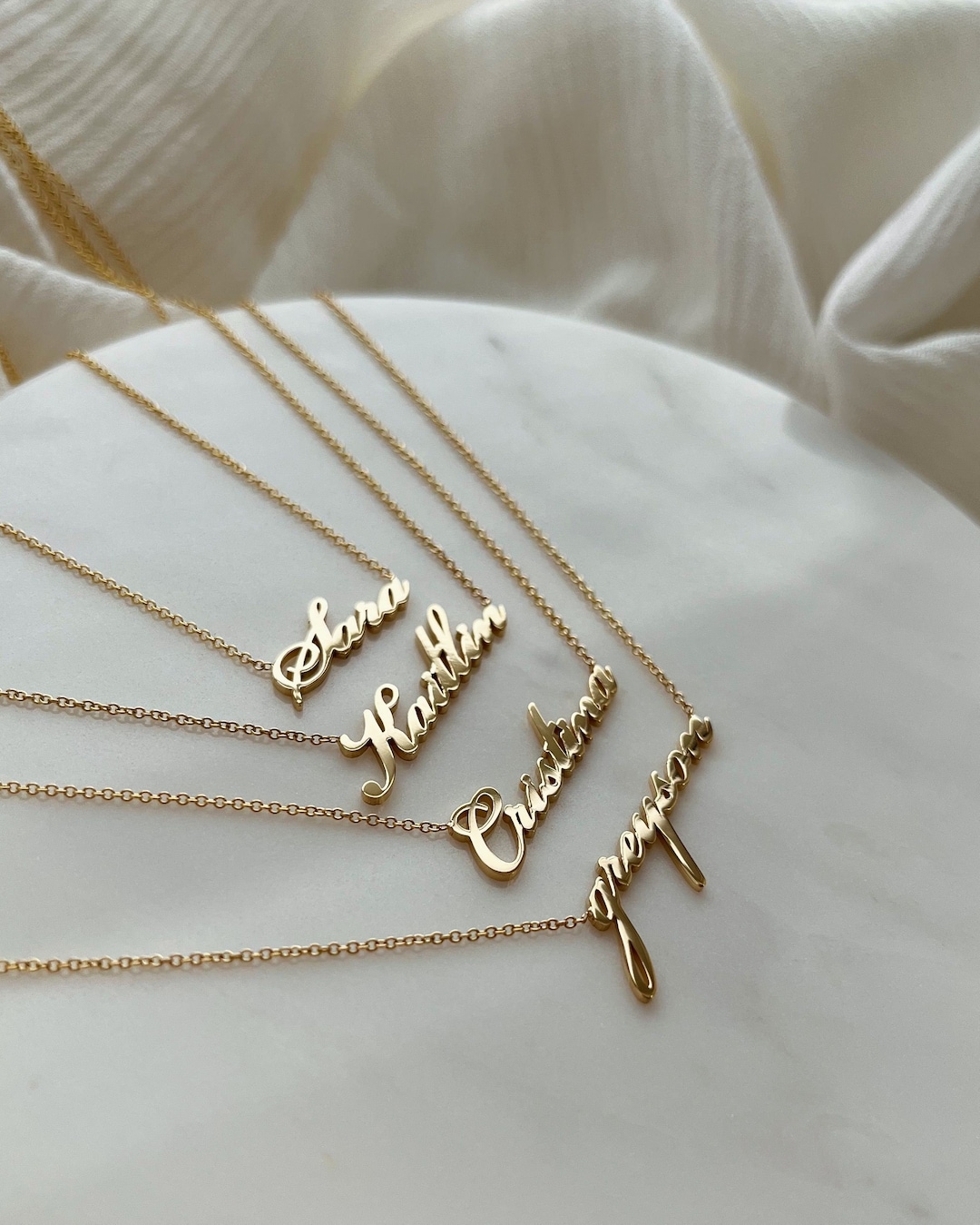 14k Gold Script Name Necklace, Gold Name Necklace - Etsy