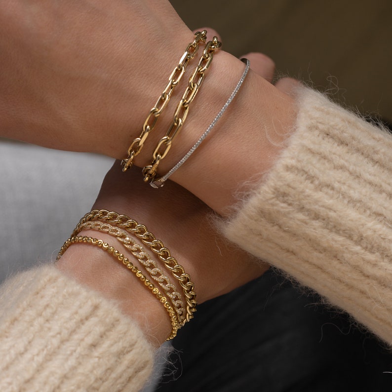 14k Gold Large Open Link Chain Bracelet - Etsy