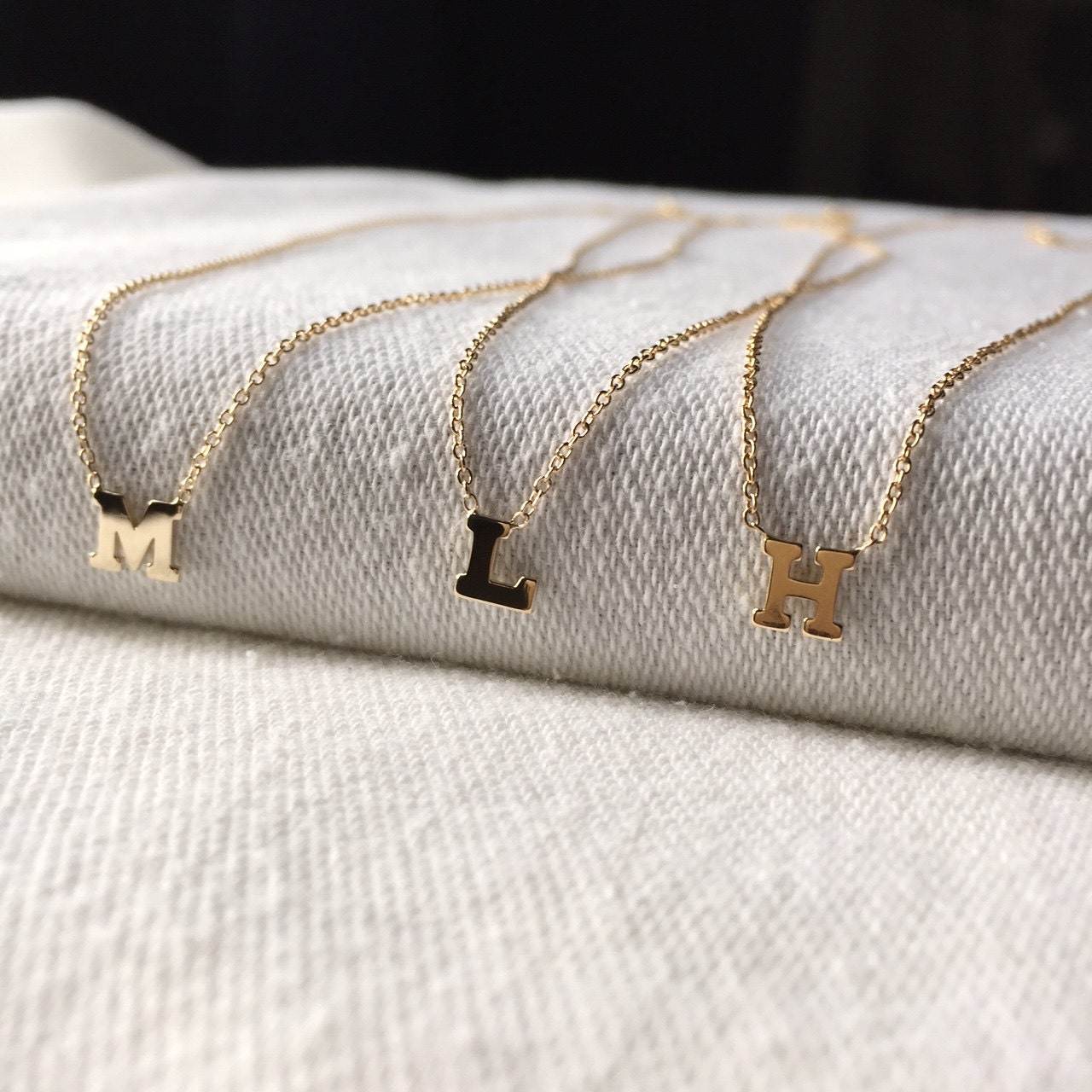 14k Gold Initial Necklace. 14k Gold Letter Necklace - Etsy