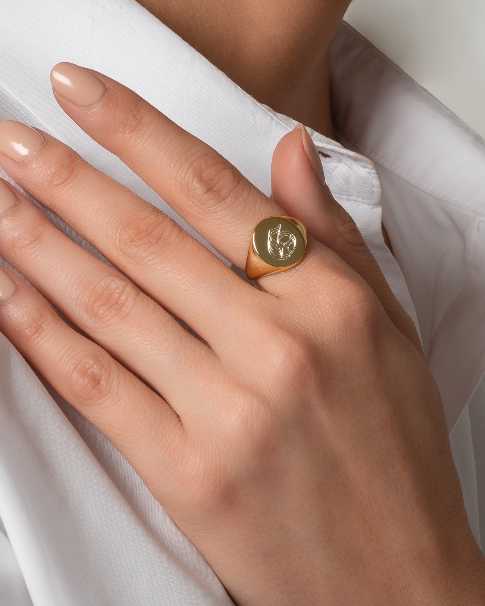 Gold Engraved Signet Ring, Large Signet Ring - Etsy
