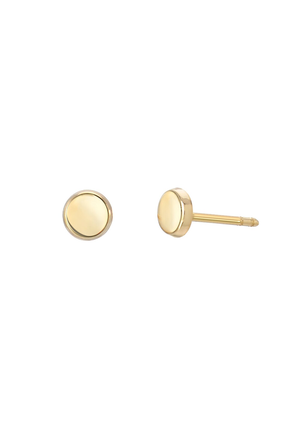 14K Gold Small Disc Stud Earrings - Etsy