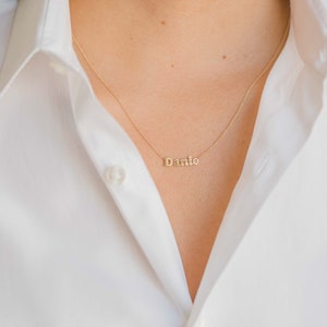 14k Gold Script Name Necklace Gold Name Necklace | Etsy