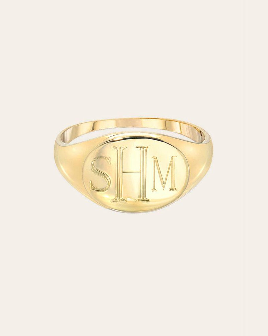 14k Gold Monogram Signet Ring - Etsy