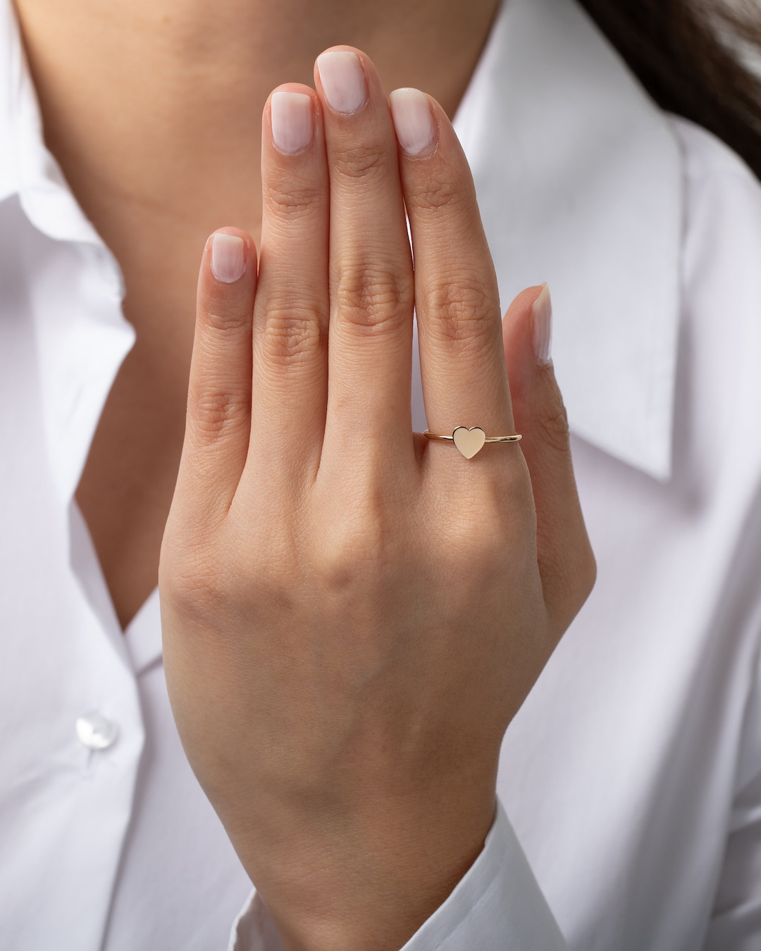 14k Solid Gold Heart Ring - Etsy