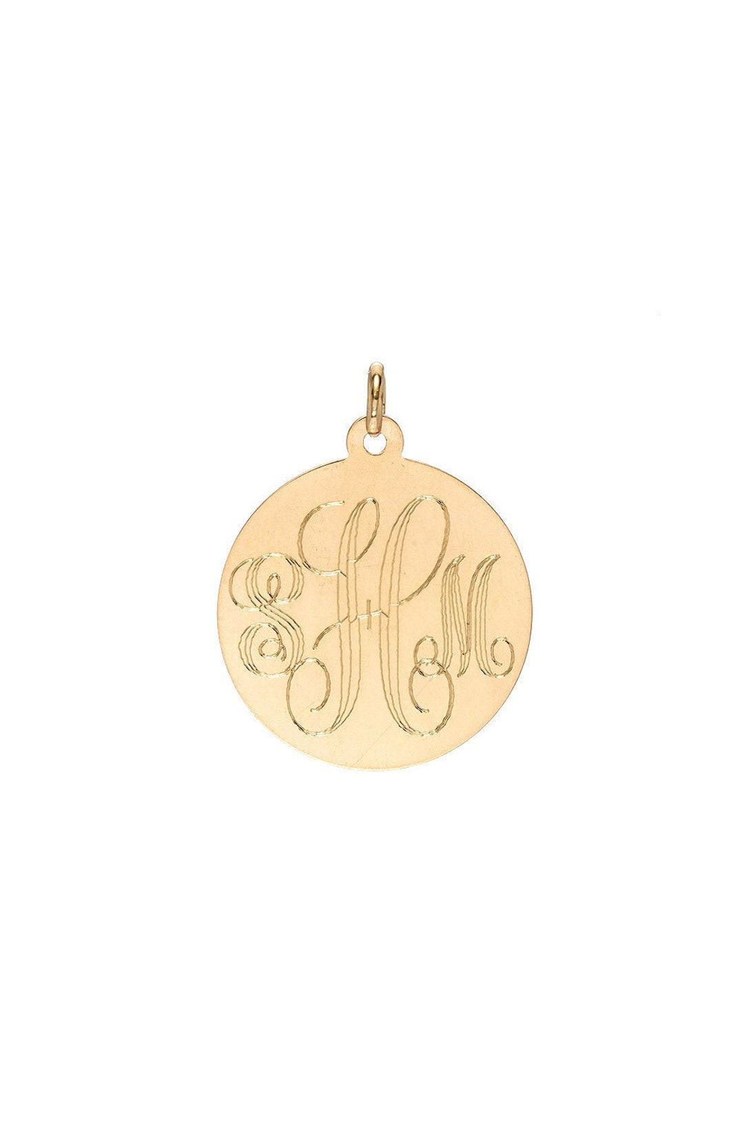 14k Gold Large Engraved Disc Pendant - Etsy