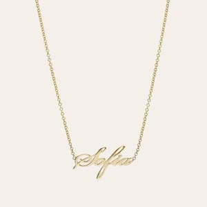 14k Gold Script Name Necklace, Gold Name Necklace - Etsy