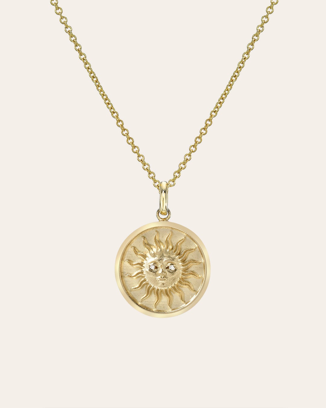 14k Gold Diamond Sun Medallion Necklace - Etsy