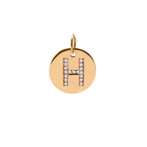 Diamond Initial Small Disc Pendant - Etsy
