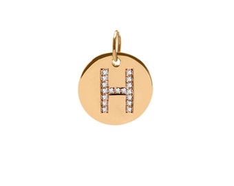 Personalized Diamond Initial Disc Necklace With Birthstone // 14kt ...