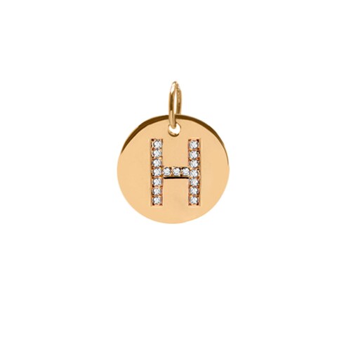 Diamond Initial Small Disc Pendant - Etsy