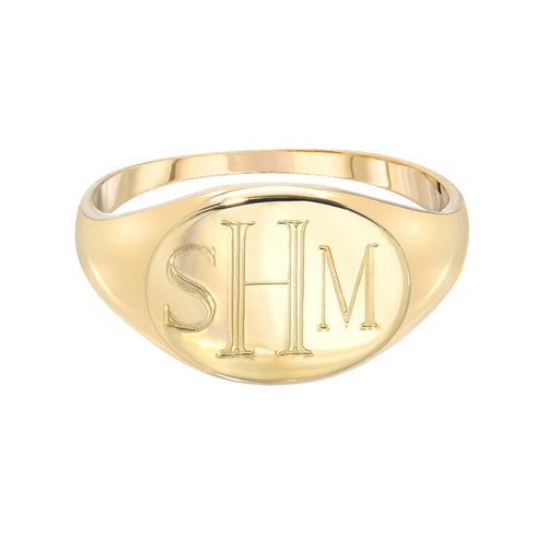 14k Gold Monogram Signet Ring - Etsy