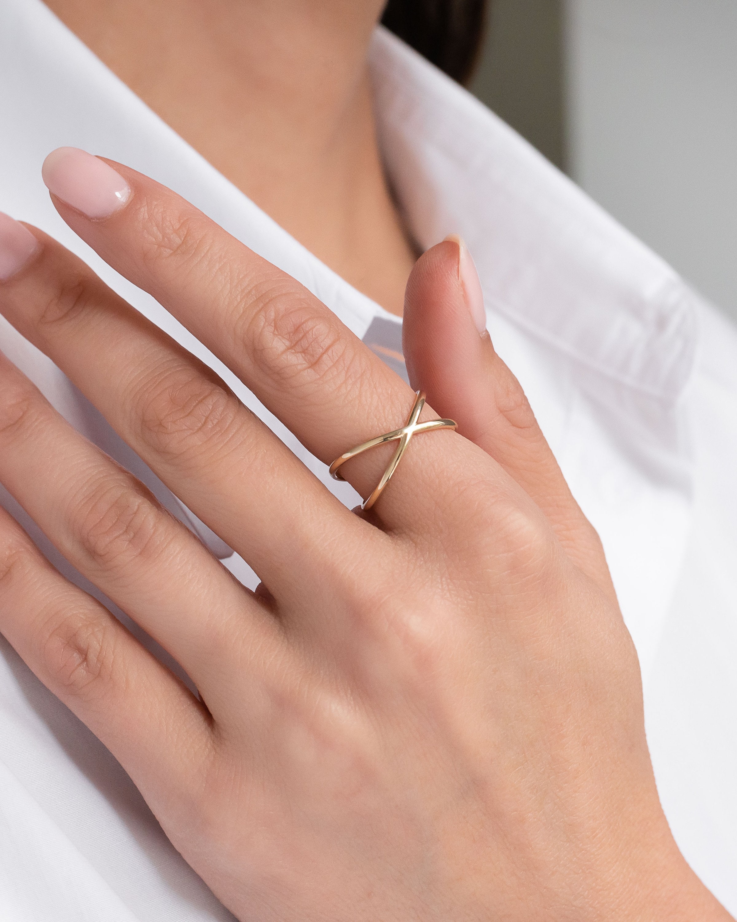 14k Gold X Ring - Etsy