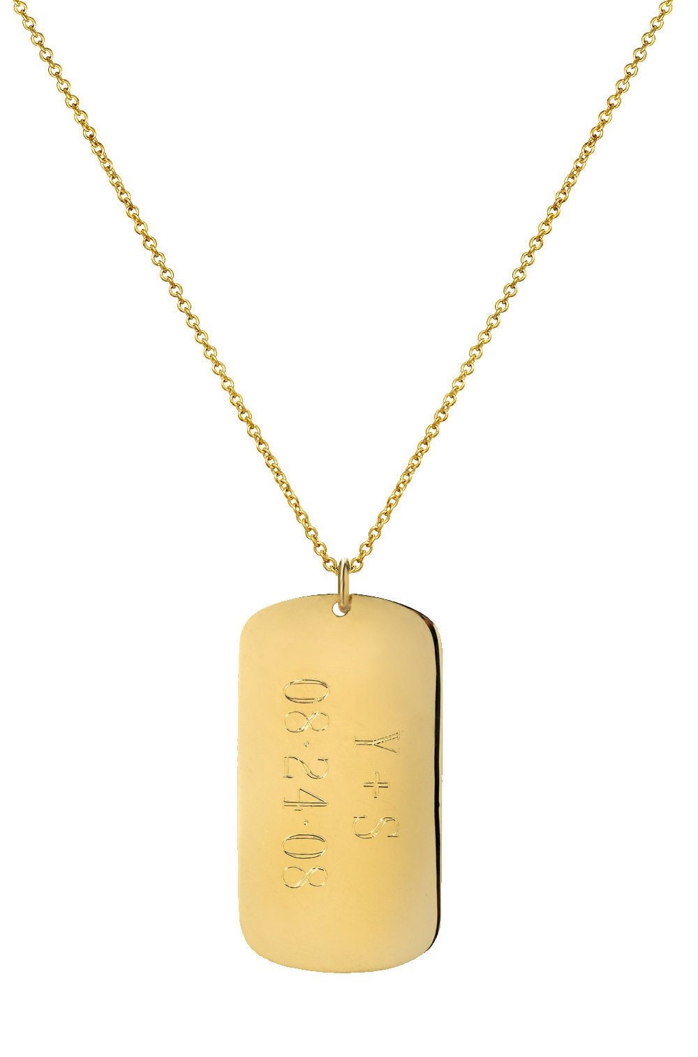 14k Gold Dog Tag Necklace Engraved Dog Tag - Etsy