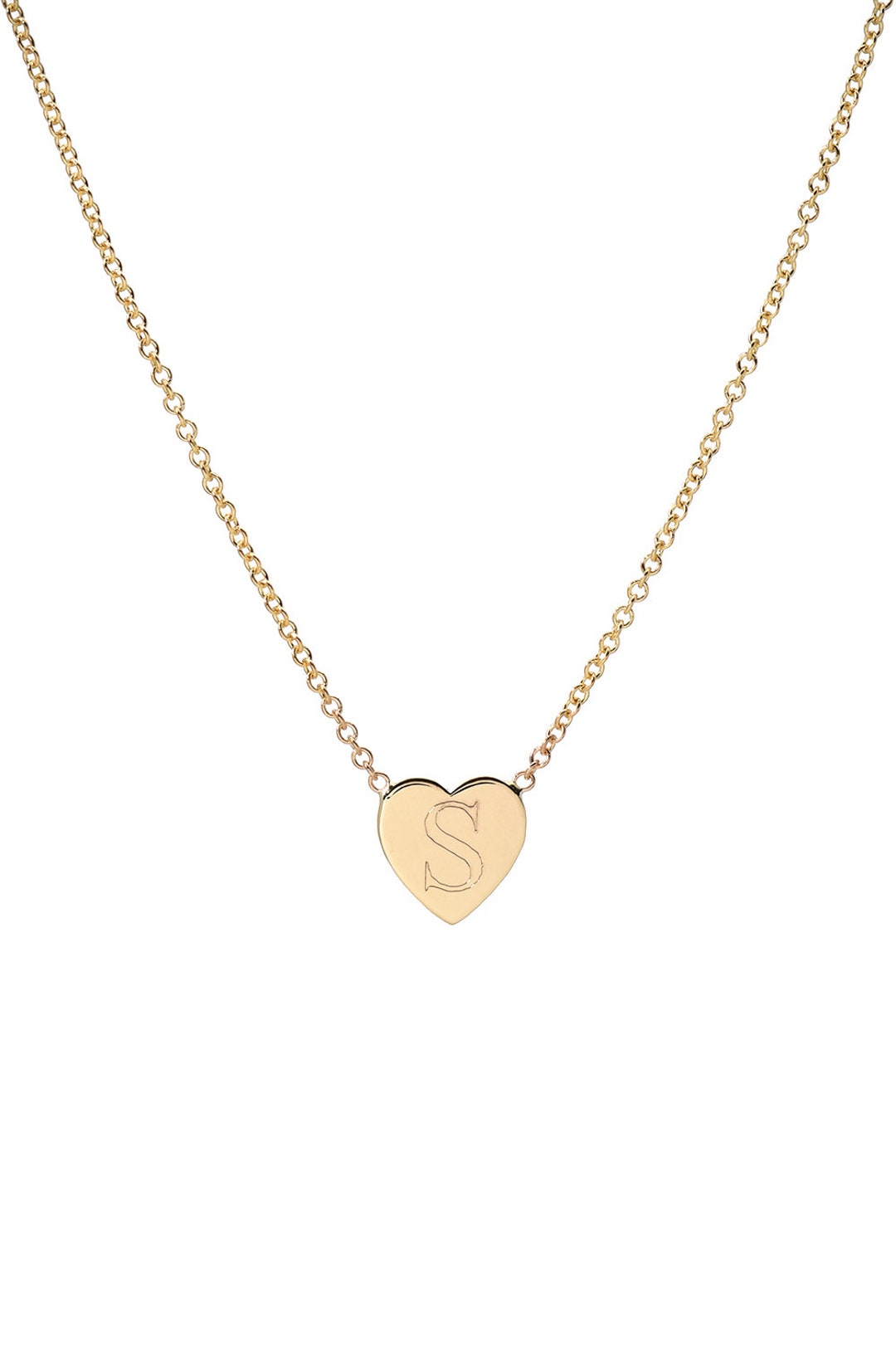 14k Gold Initial Heart Necklace - Etsy