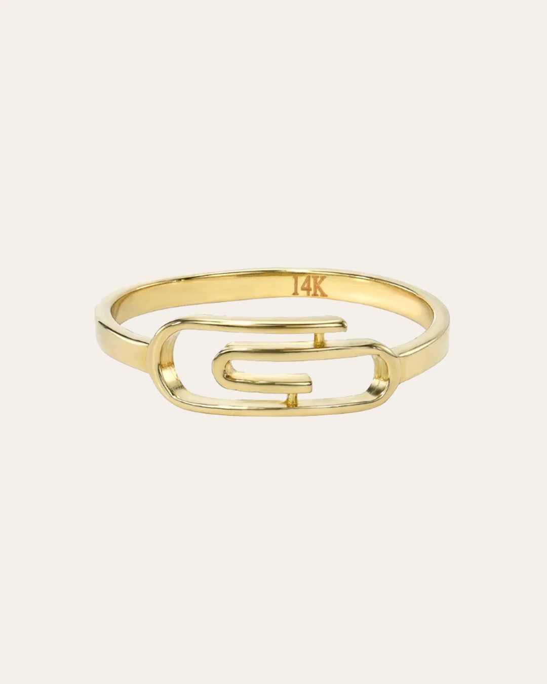 14k Gold Paper Clip Ring - Etsy