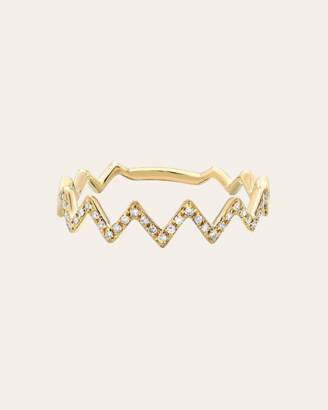 Diamond Zig Zag Ring, 14k Solid Gold - Etsy