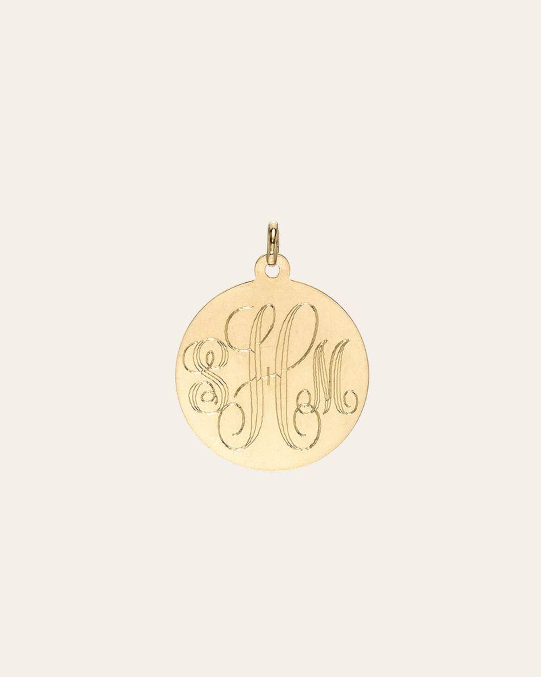 14k Gold Large Engraved Disc Pendant - Etsy