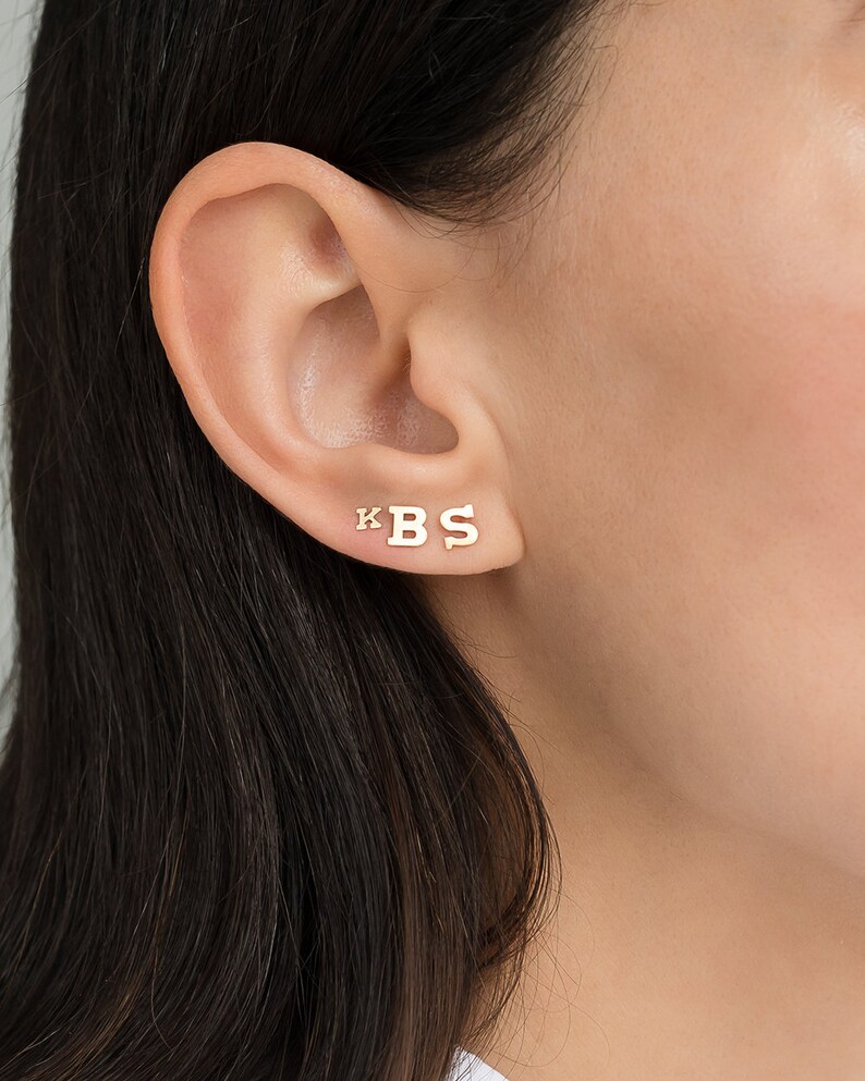 14k Gold Initial Earrings - Etsy Australia