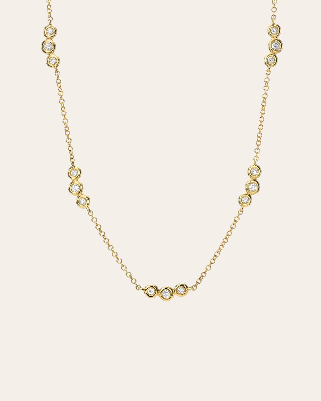 Bezel Diamond Trio Segment Necklace - Etsy